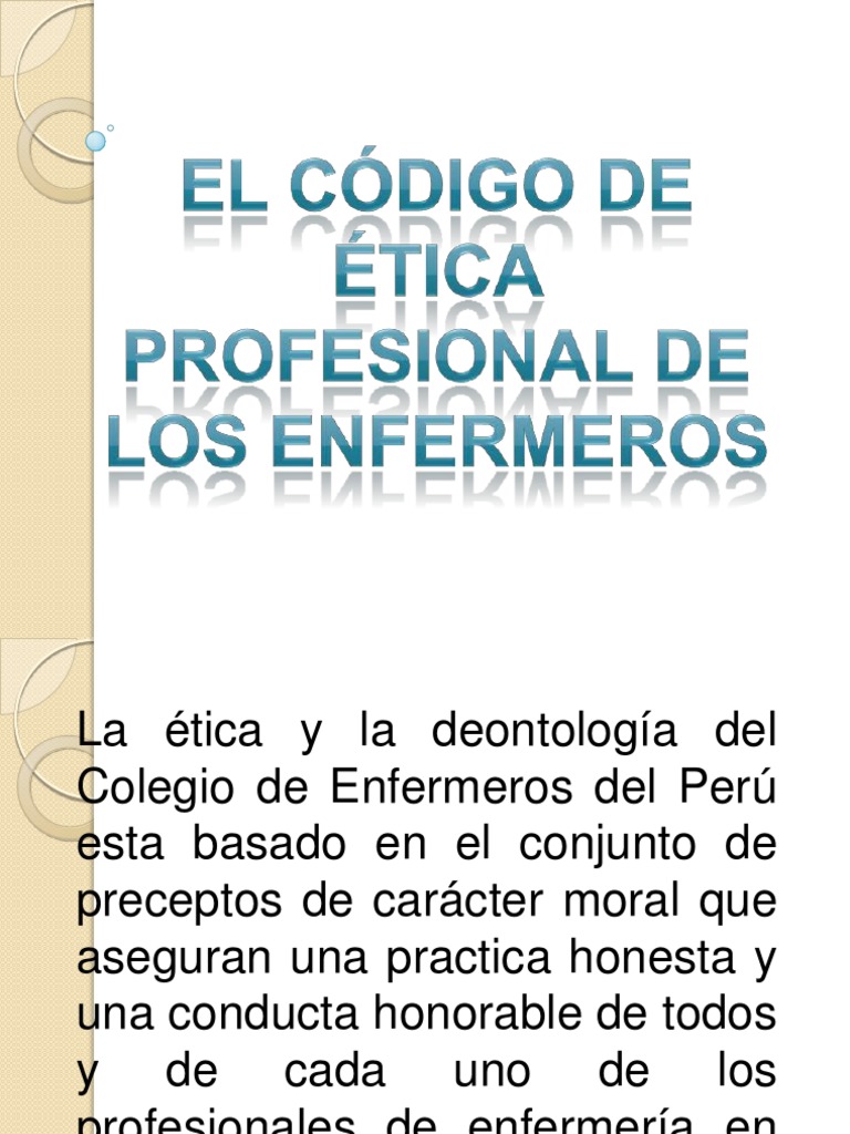 Codigo de Etica | PDF | Enfermería | Moralidad