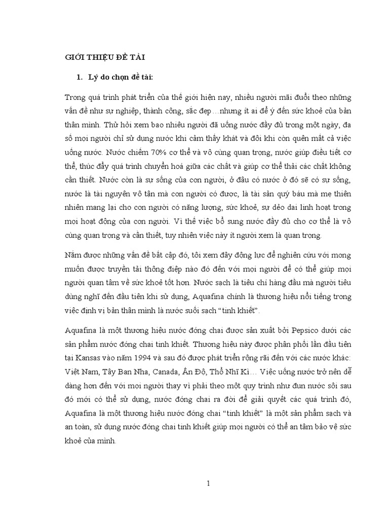 THNN1 - Aquafina - Thanh Giang | PDF