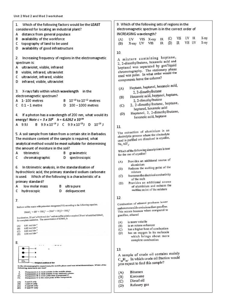 Jan 8 2020 Unit 2 Mod 2 and 3 Worksheet | PDF | Electromagnetic ...