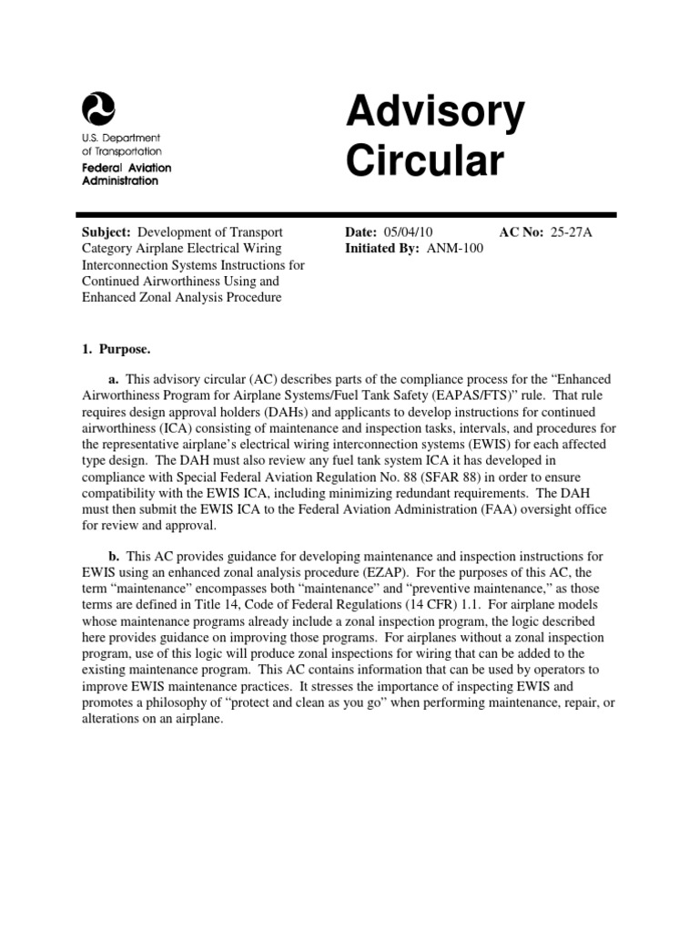 EZAP Guidance for EWIS Compliance | PDF | Federal Aviation ...