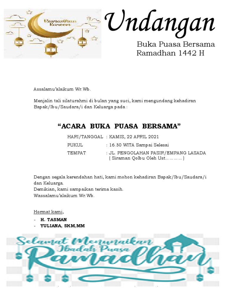 Undangan Buka Puasa 22 April 2021 | PDF