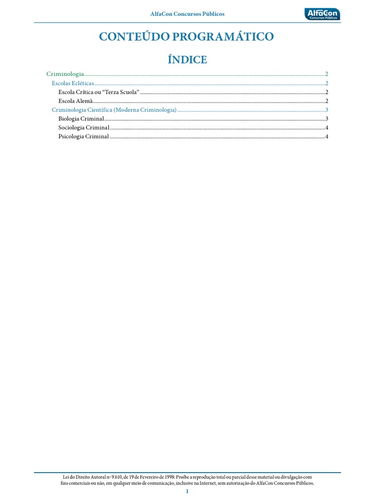 Conteúdo Programático: Índice | PDF