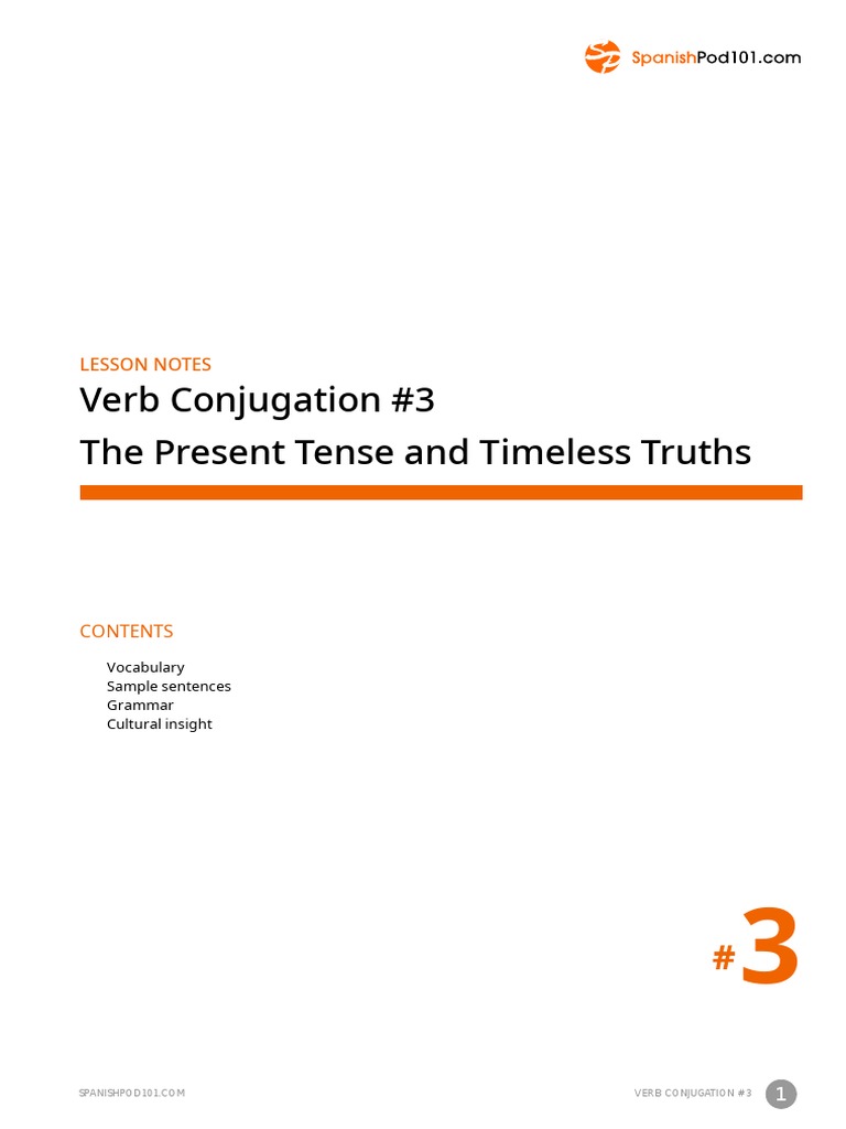 Present Tense Verb Conjugation Guide | PDF | Grammatical Conjugation ...
