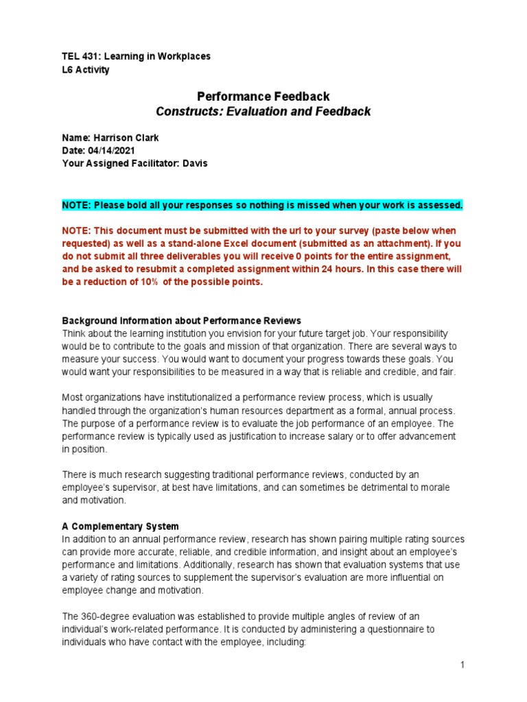 l6 Assignment - 360 Degree | PDF | Performance Appraisal | Likert Scale