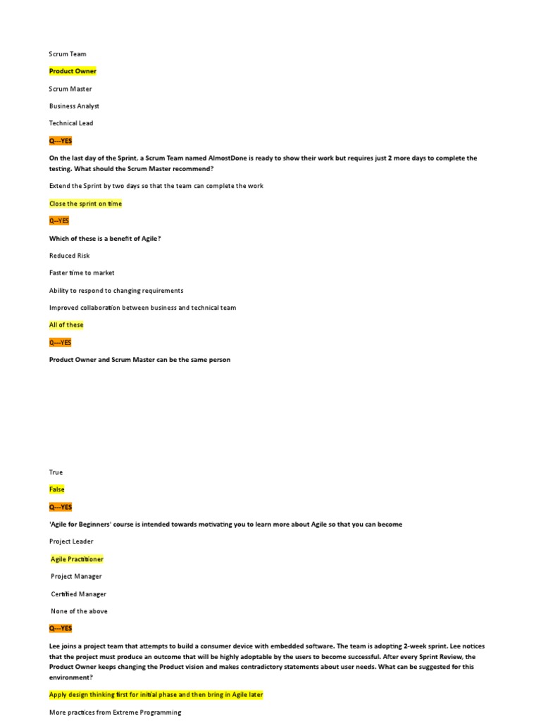 Understanding Agile Concepts: An Interactive Quiz | PDF | Scrum ...