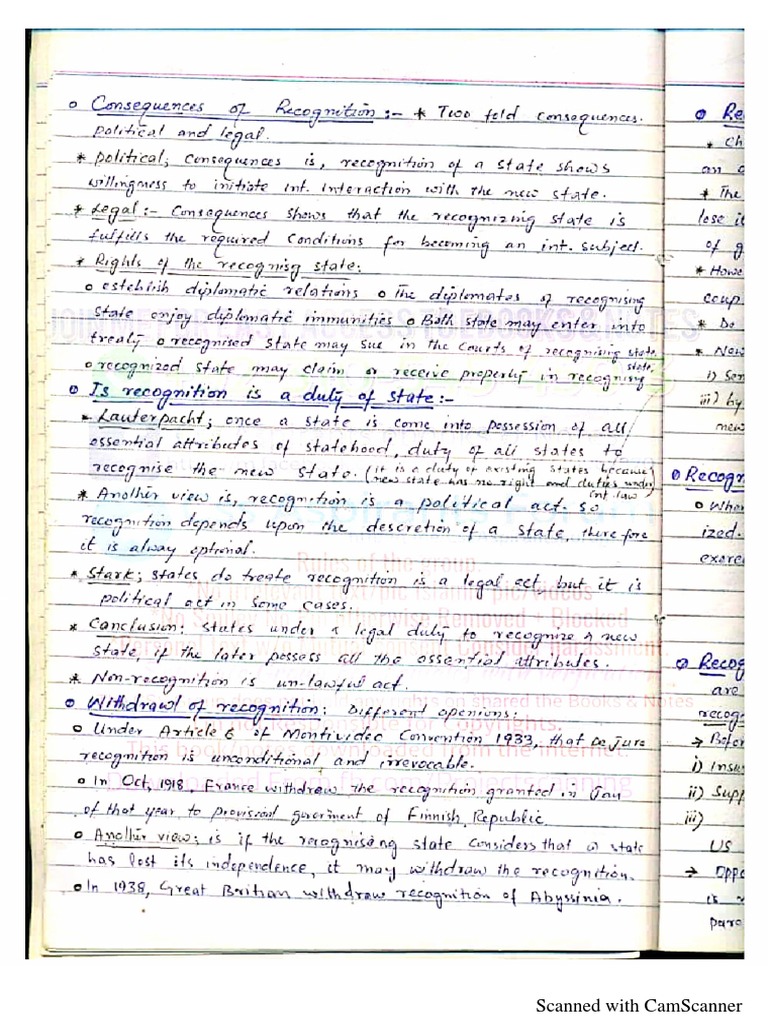 International Law Handwritten Notes PDF | PDF
