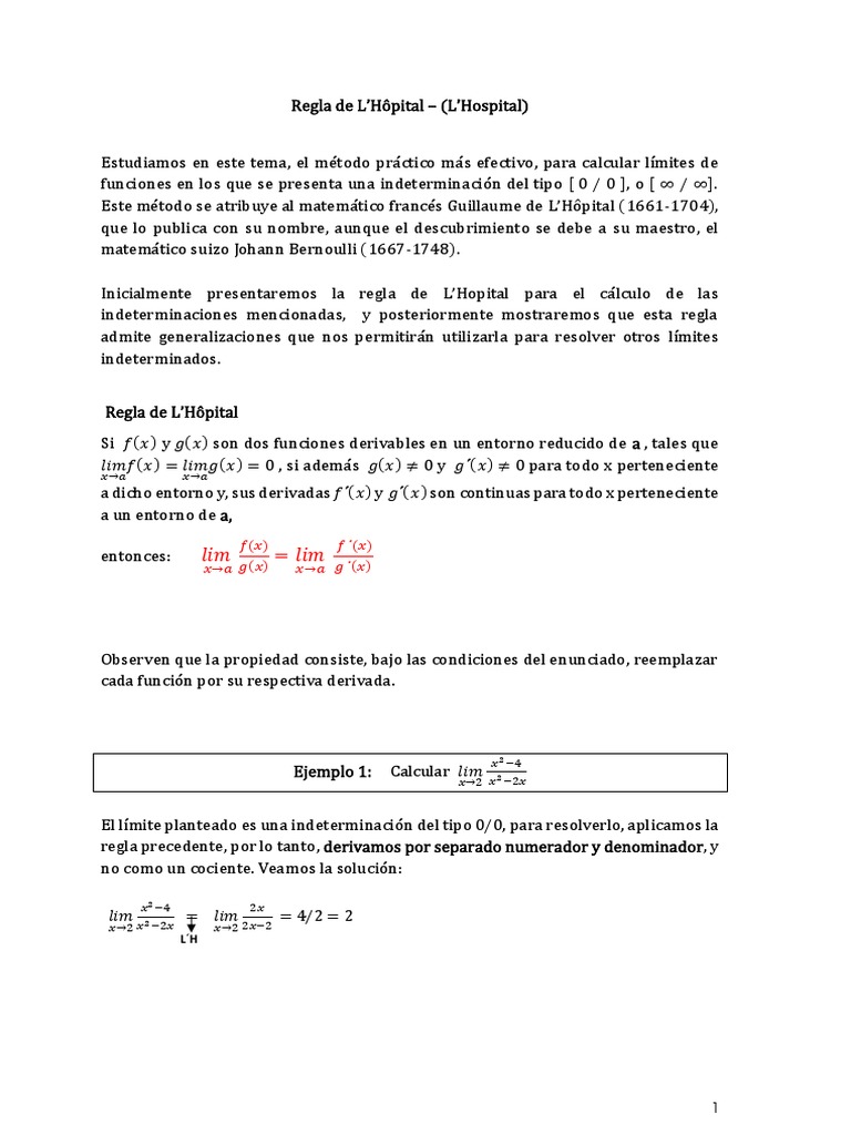 Regla de L Hospital | Descargar gratis PDF | Números | Análisis