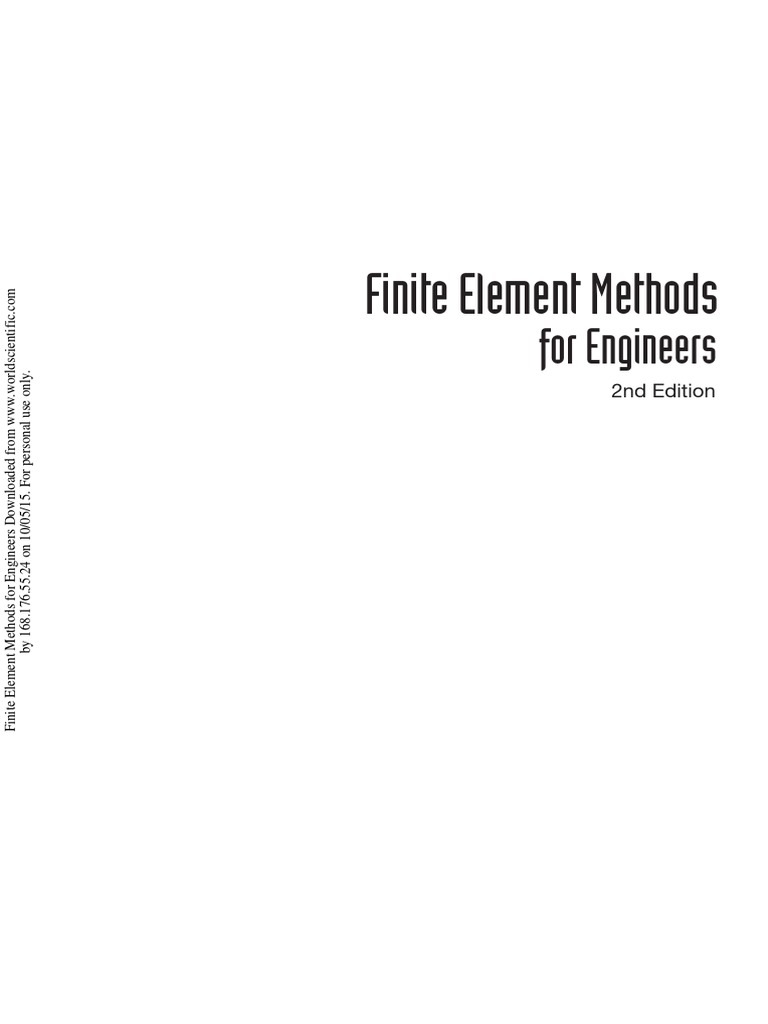 SCHN Fenner R PROBE BOOK Finite Element For Engineers 2913 2nd SLDWRKS | PDF | Finite Element ...