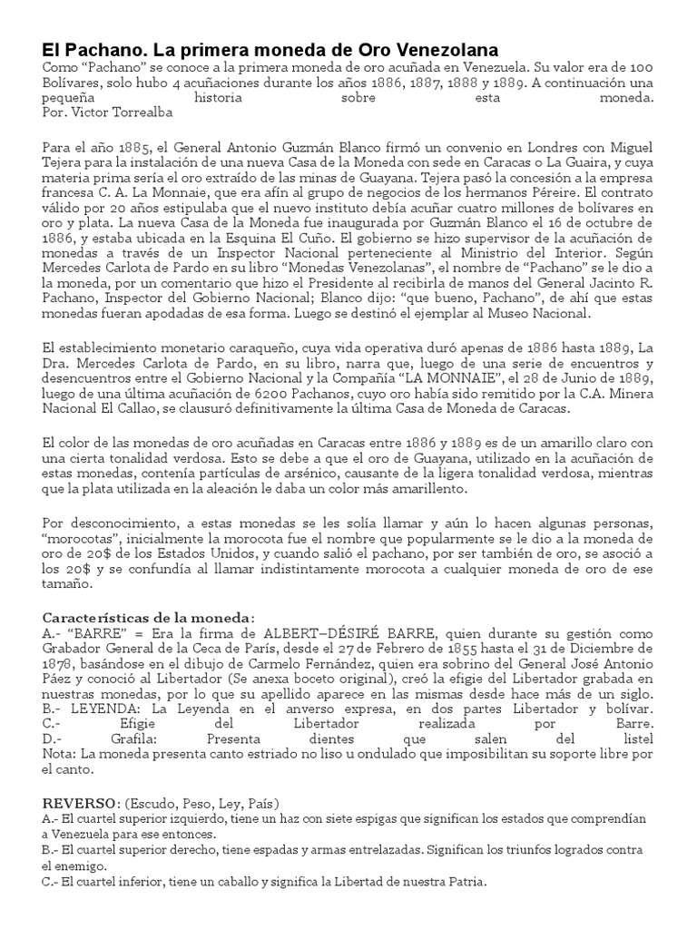 El Pachano | PDF | Monedas | Venezuela
