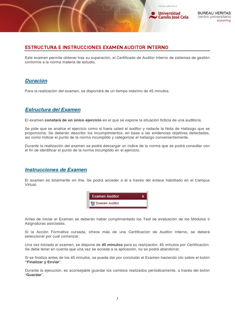 Informacion Examen Auditor Interno | PDF
