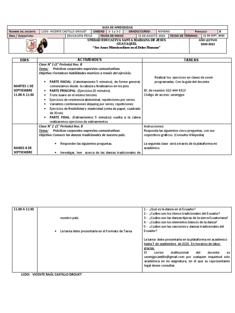 EDUCACIÓN FÍSICA - GUIA - DE - APRENDIZAJE - 9no. - B - 3-1 - y - 3-2 ... EDUCACIÓN FÍSICA - GUIA - DE - APRENDIZAJE - 9no. - B - 3-1 - y - 3-2 ...