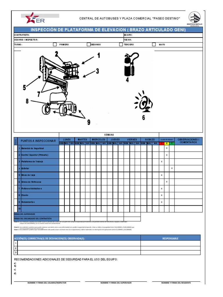 Check List Plataforma Elevacion (Genie) | Descargar gratis PDF ...