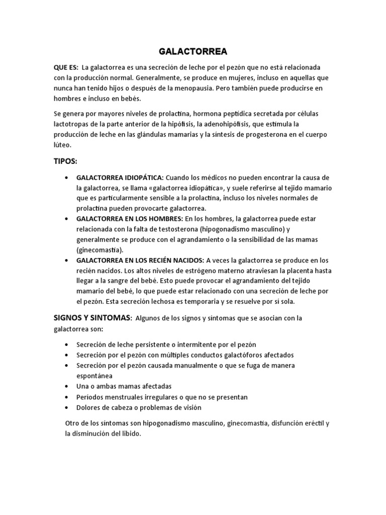 GALACTORREA | PDF | Pecho | Órgano (anatomía)