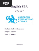 CSEC English SBA - Written Report | PDF | Cognition | Human Communication