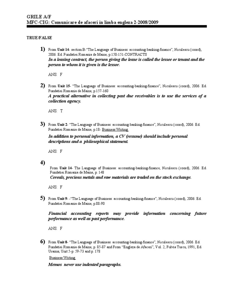 Business Communication Quiz Insights | PDF | Lease | Stocks