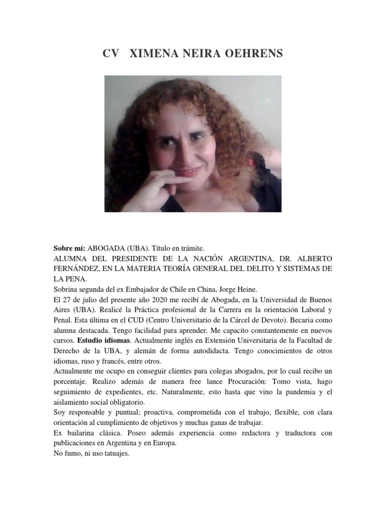 CV XIMENA NEIRA OEHRENS Diciembre 2020 | PDF | Justicia | Crimen y violencia
