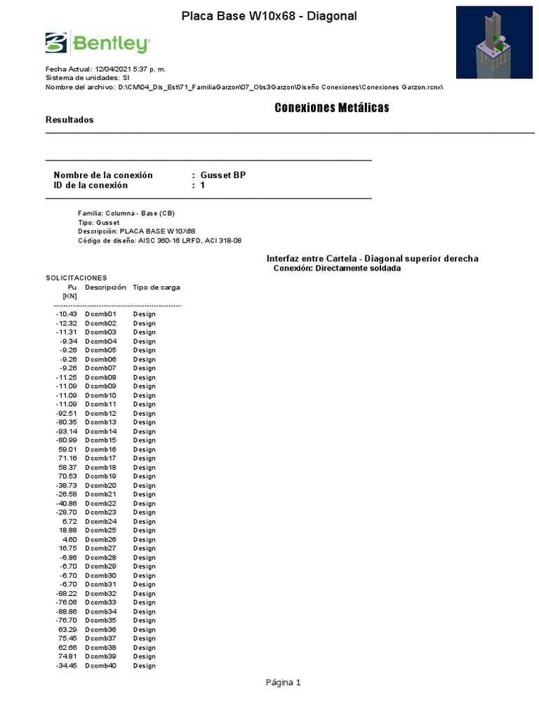 Placa Base W10x68 | PDF | Mecánica | Mecanica clasica