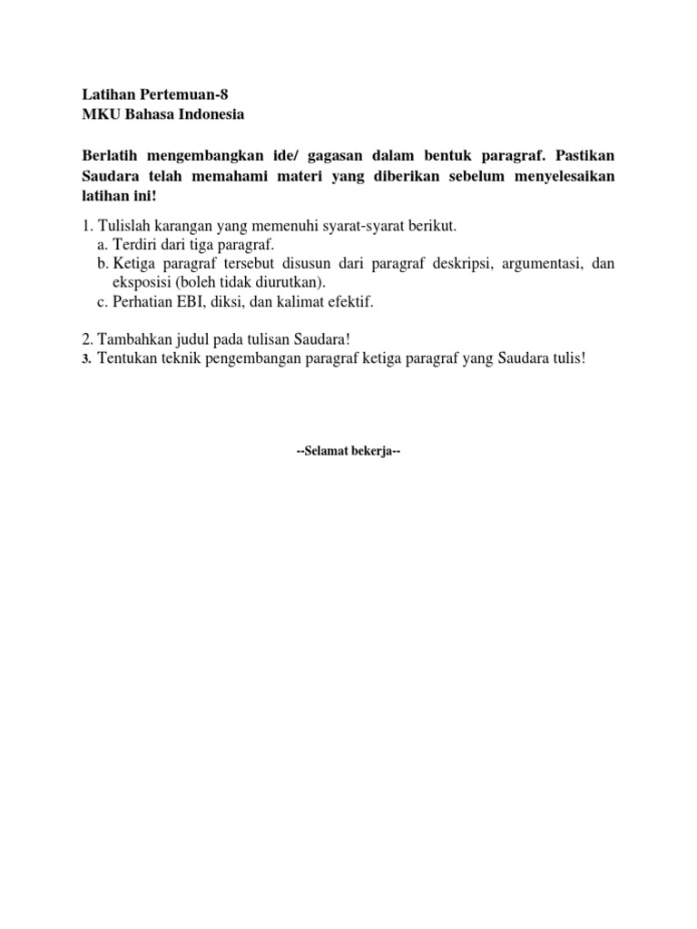 Latihan Menulis Paragraf | PDF