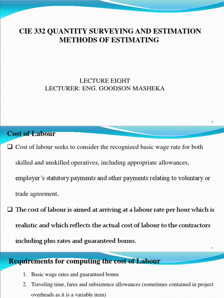 Lecture 8 Estimating CIE 332 - 2021 | PDF | Labour Economics | Employment