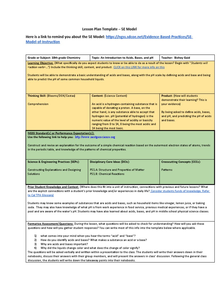 Edss 300c Lesson Plan | PDF | Ph | Acid