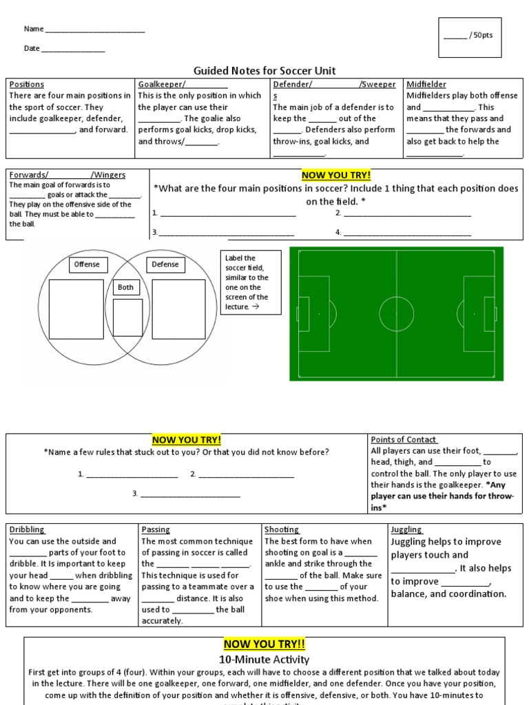 Soccer Unit Guided Notes | Download Free PDF | Defender (Association ...