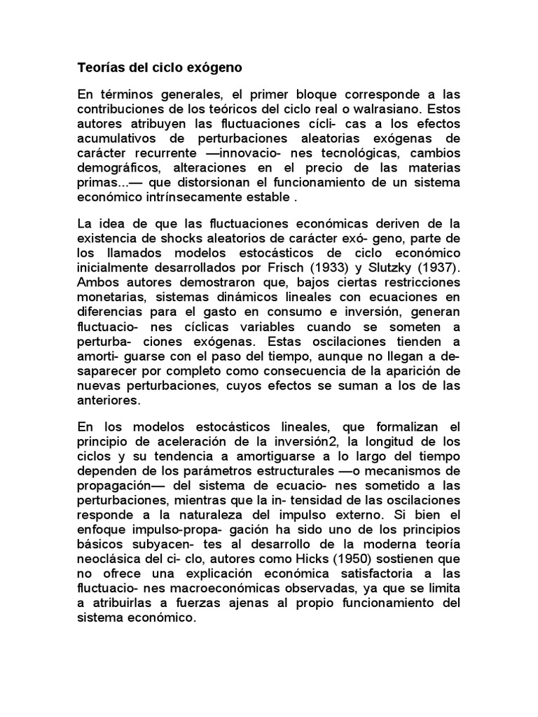 Teorías Del Ciclo Exógeno | PDF