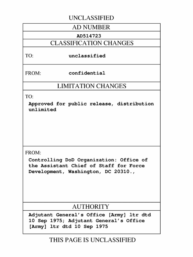 Document Details Declassified Army Report on Lessons Learned from 1970 ...