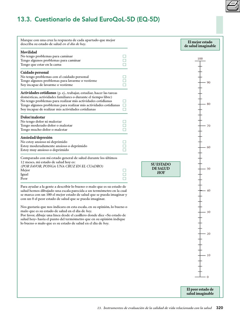 Cuestionario de Salud EuroQoL-5D (EQ-5D) | PDF | Depresión (estado de ánimo) | La naturaleza humana