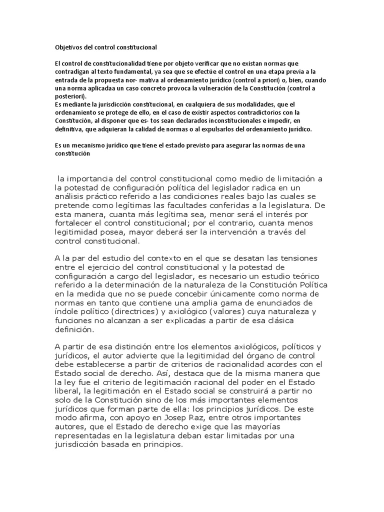 El control de constitucionalidad como mecanismo jurídico para ...