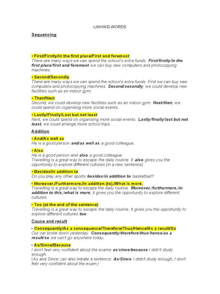 Sequencing: First Place/first and Foremost We Can Buy New Computers and ...