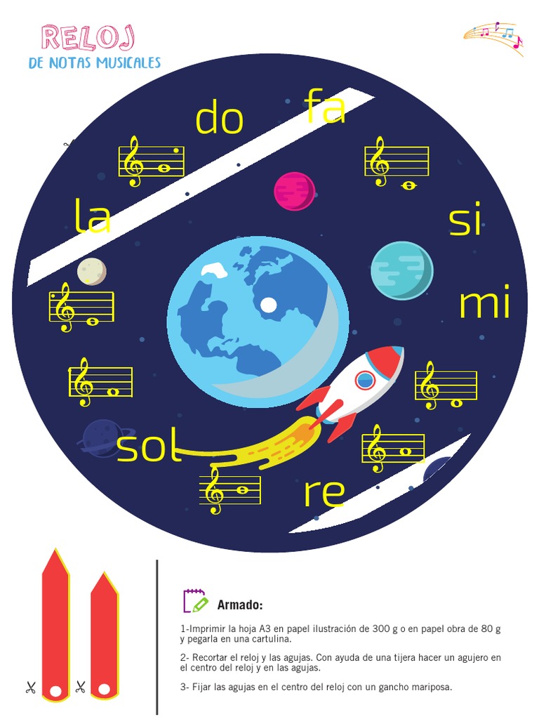 Reloj de Notas Musicales A3 | PDF