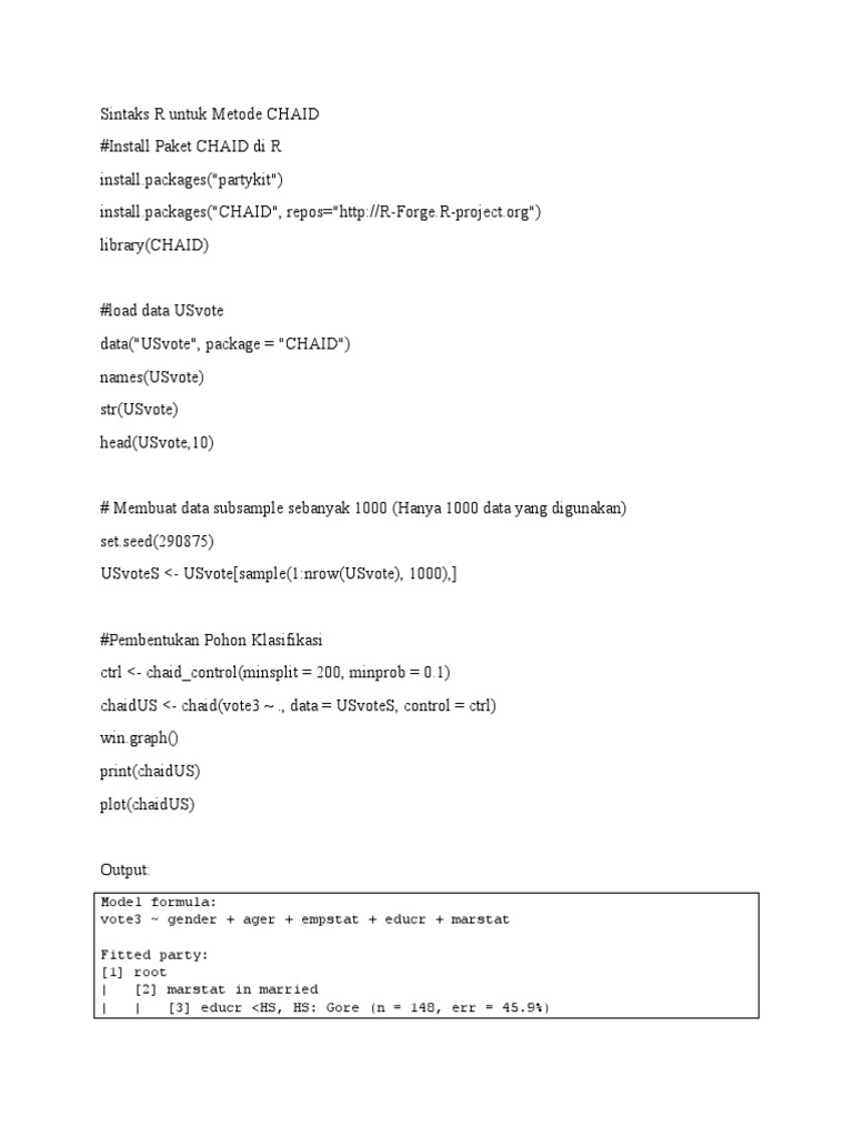 Sintaks R Untuk Metode CHAID | PDF | Teaching Methods & Materials ...