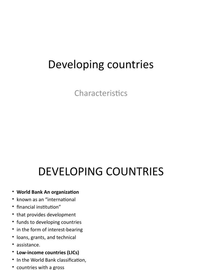 Developing Countries Characteristics | PDF