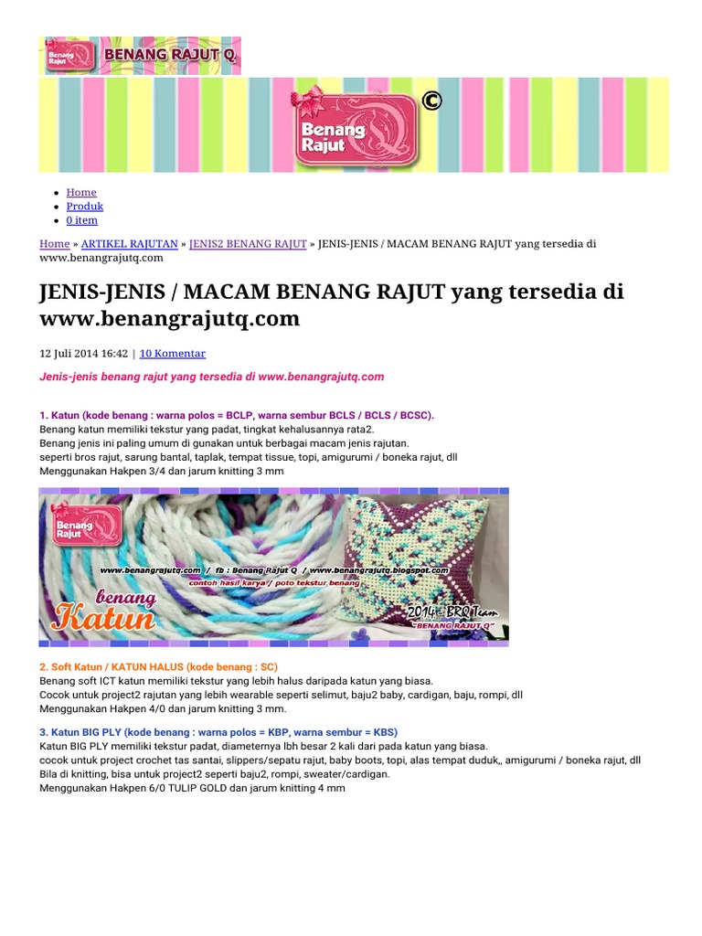 Jenis2 Benang Rajut | PDF | Griya & Taman