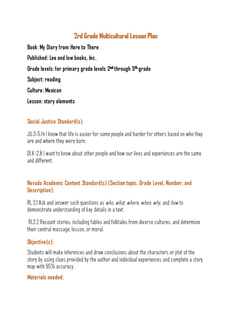 2rd Grade Multicultural Lesson Plan | PDF | Books | Lesson Plan