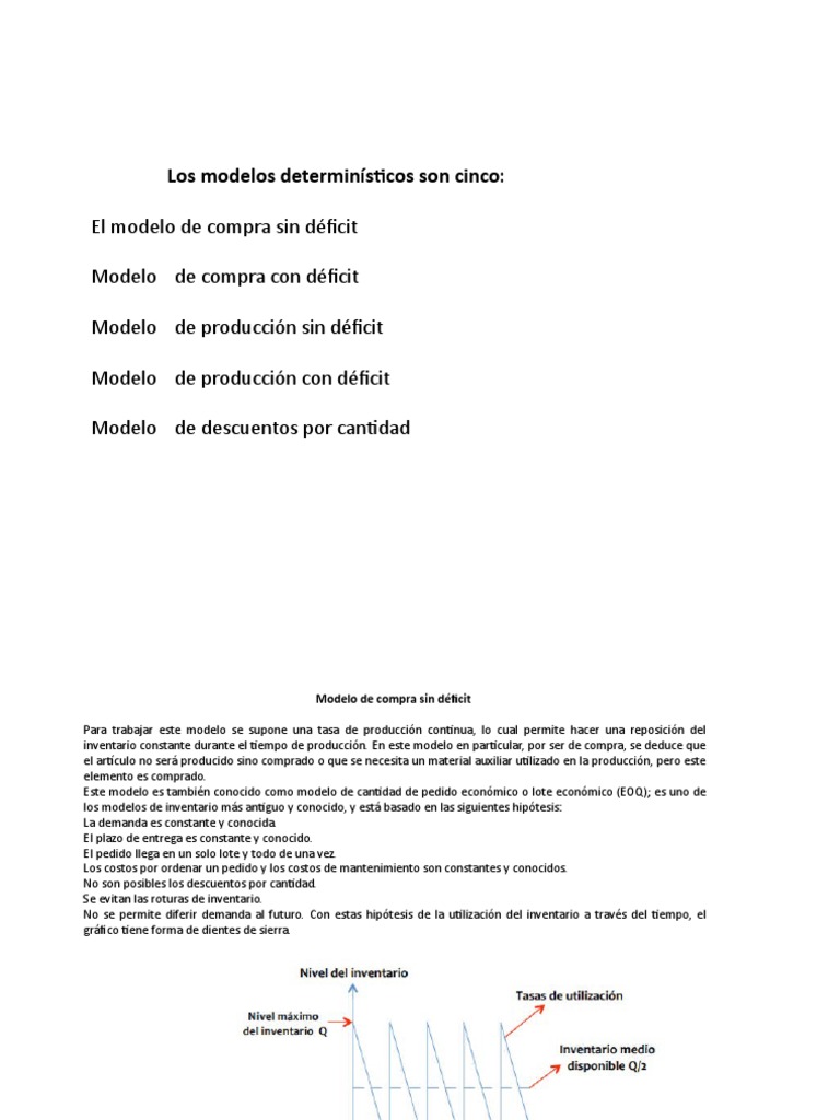 Modelos Deterministicos | PDF | Inventario | Negocios económicos