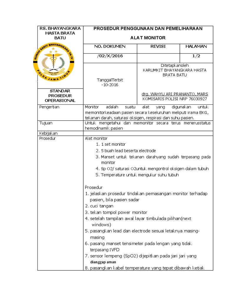Prosedur Pemasangan Monitor Jantung | PDF | Sains & Matematika
