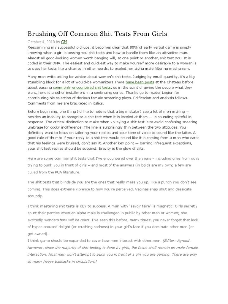 Shit Test Compendium | PDF | Reason