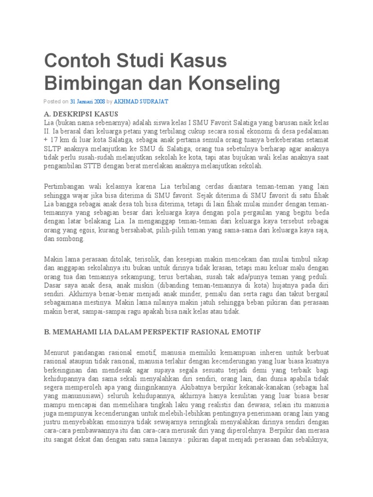 Contoh Studi Kasus Bimbingan Dan | PDF