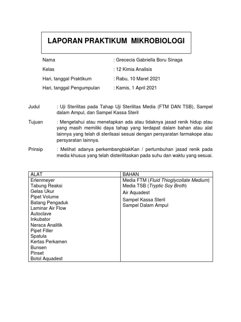 Laporan Praktikum Mikrobiologi | PDF