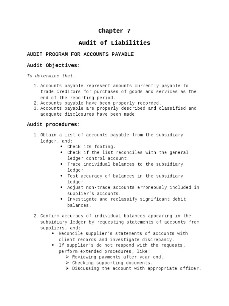 Audit Program for Liabilities Management | PDF | Book Value | Present Value
