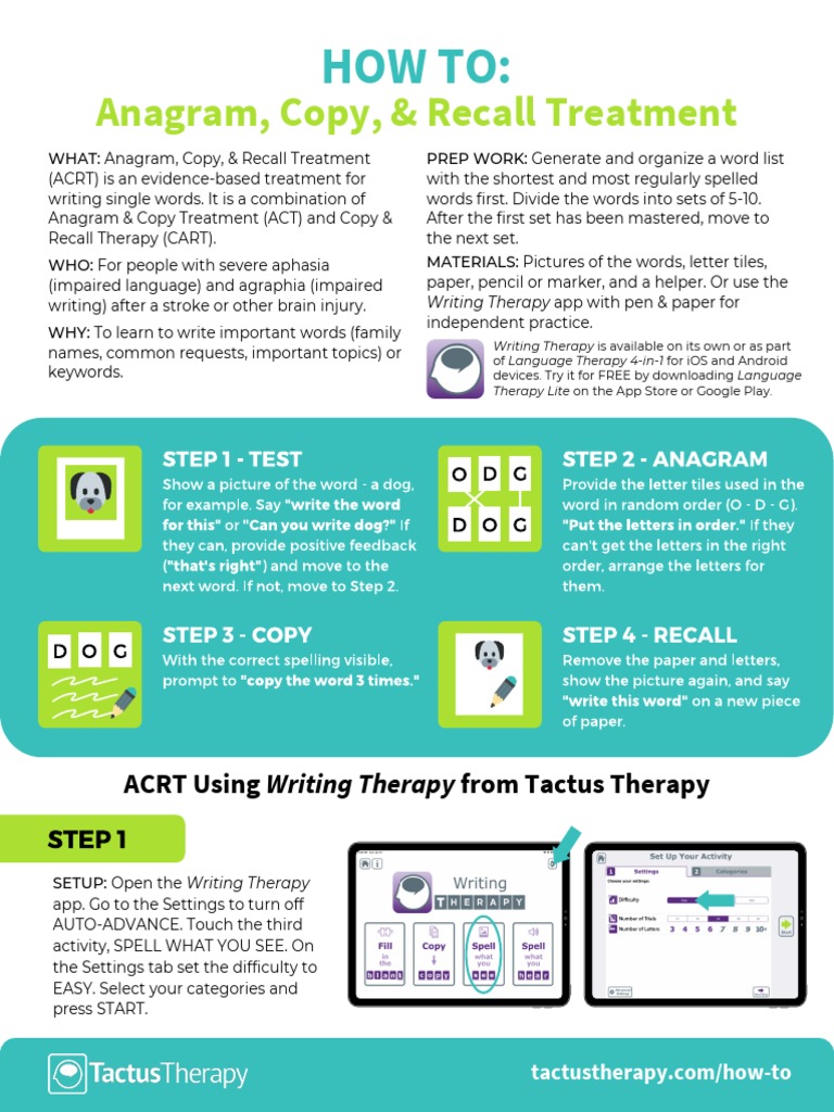 Anagram Copy & Recall Treatment Guide | PDF