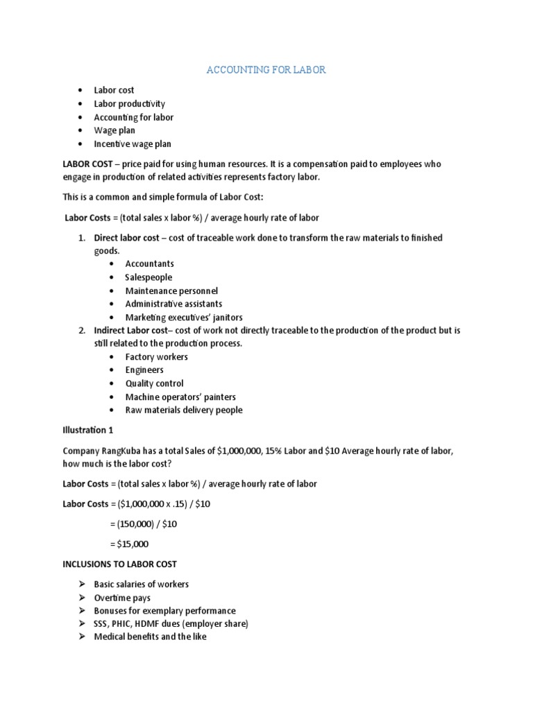 Accounting For Labor | PDF | Labour Economics | Employment