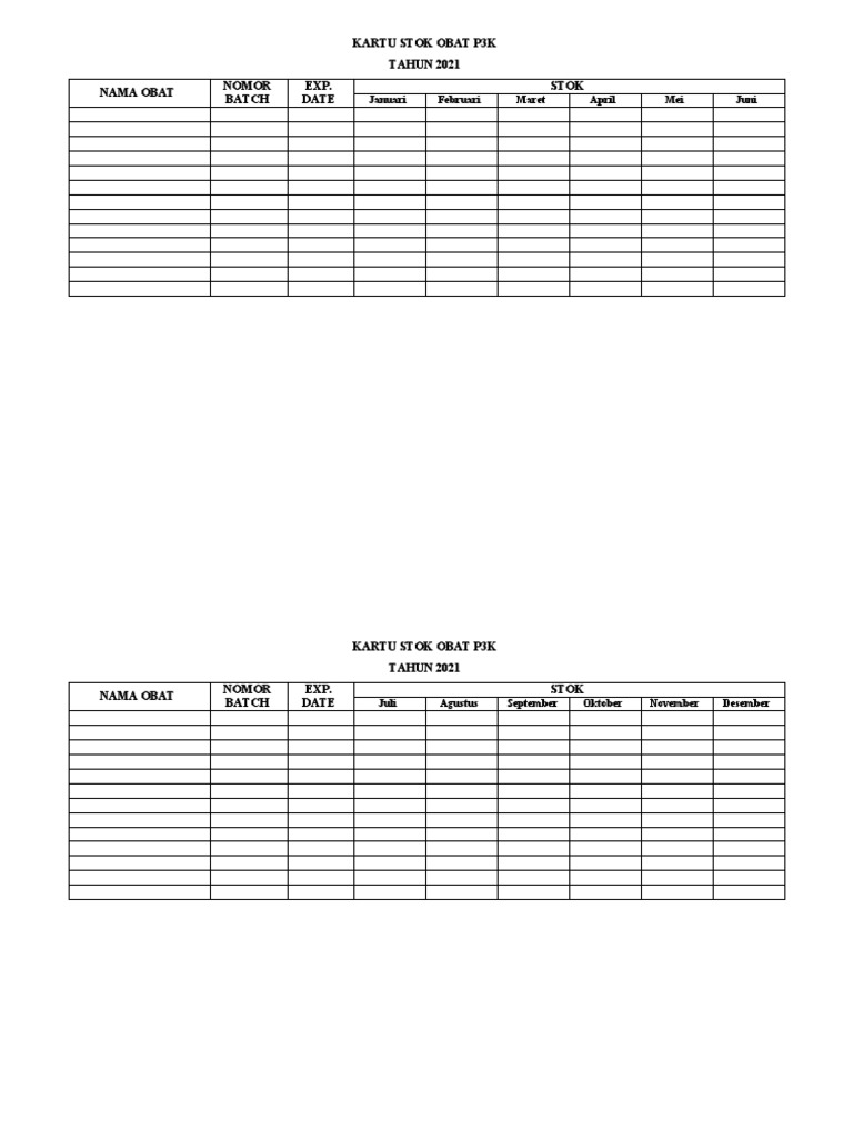 Kartu Stok Obat p3k | PDF