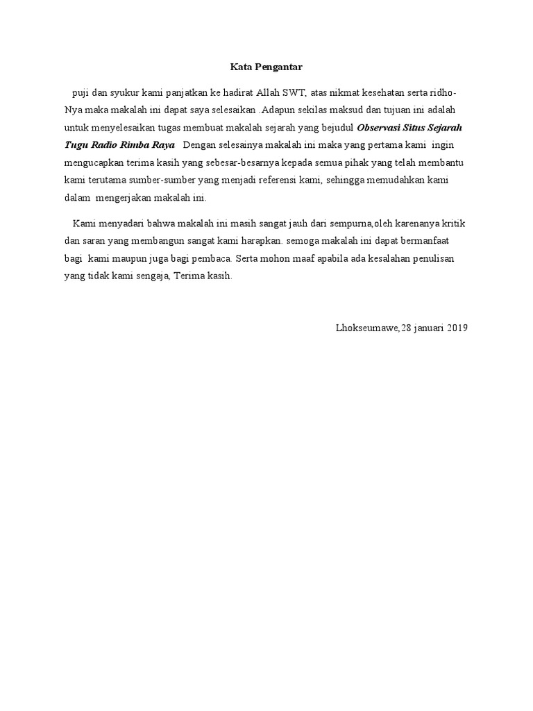 Makalah Sejarah Situs Tugu Radio Rimba Raya | PDF