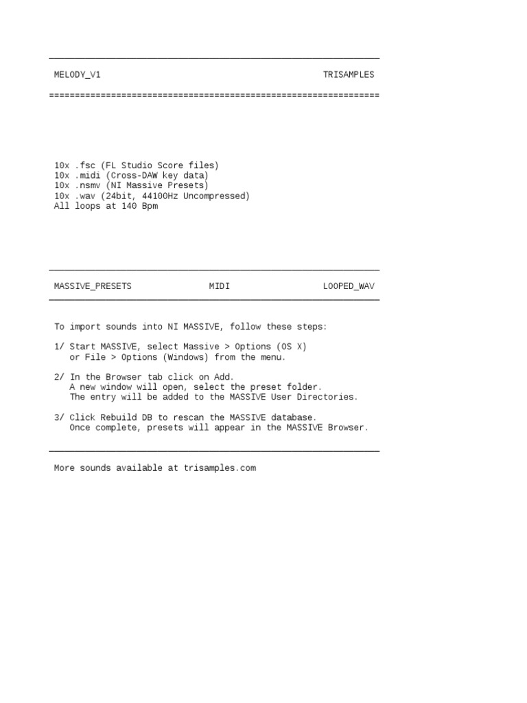 TriSamples - Melody V1 (Info) | PDF | Computers