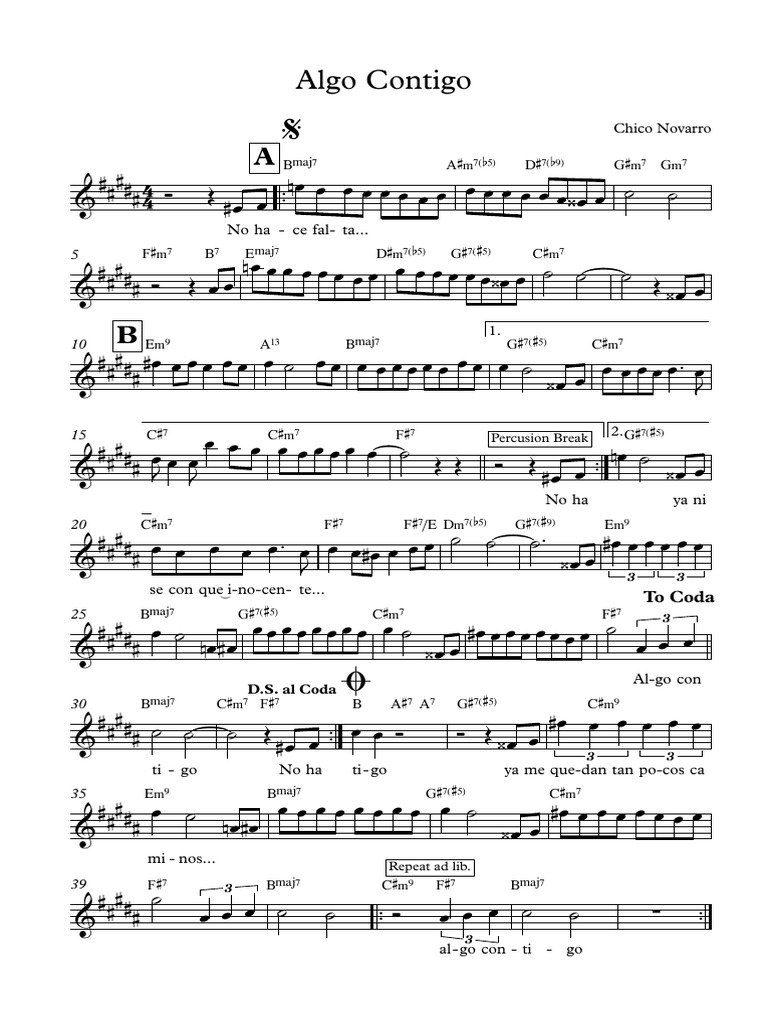 Algo Contigo Lead Sheet One Page - Partitura Completa | PDF