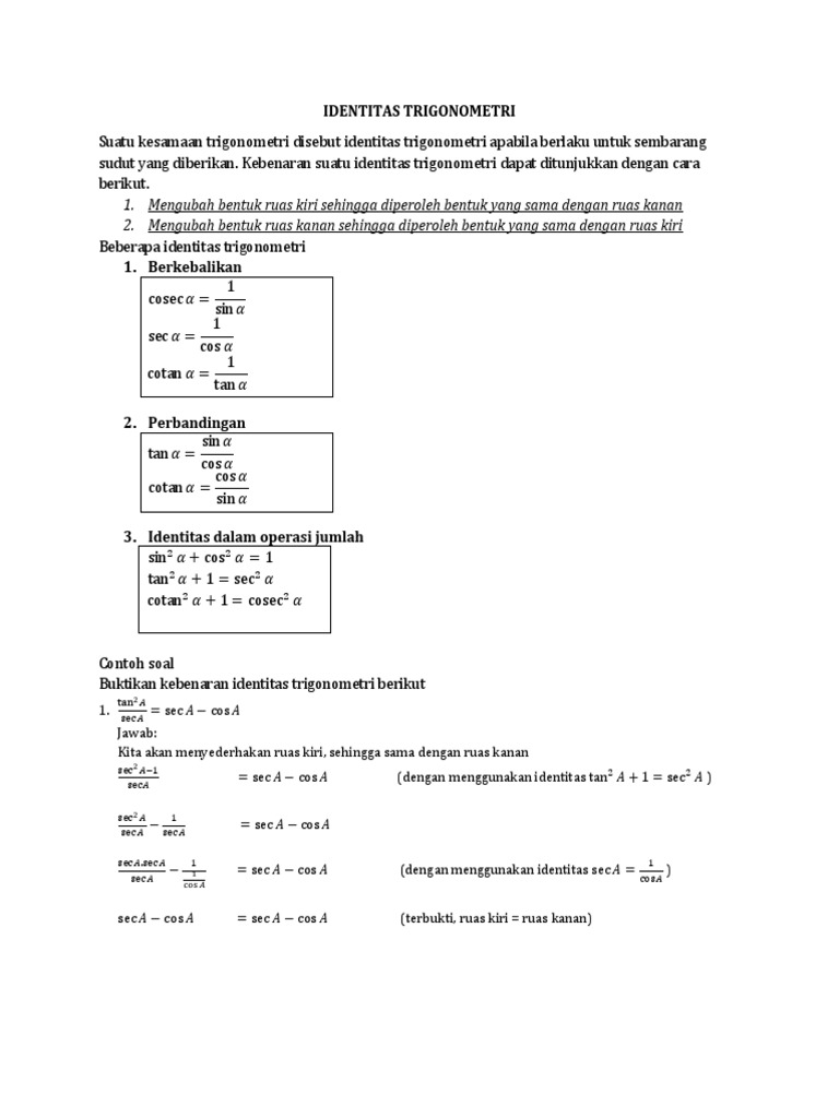 Identitas Trigonometri | PDF