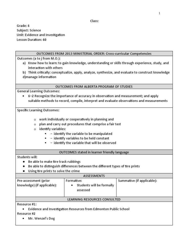 Grade 6 - e A Tire Tracks Lesson 4 | PDF | Neuropsychological ...