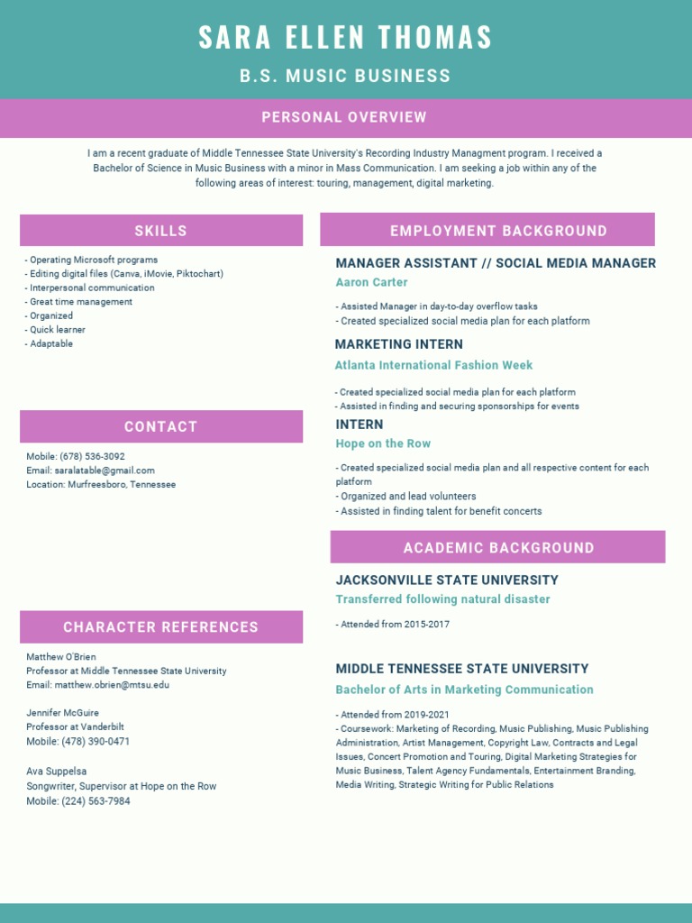 Sara Ellen Resume Updated | PDF | Social Media | Popular Culture ...